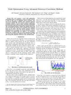 Yield Optimization Using Advanced Statistical Correlation Yield Optimization Using
