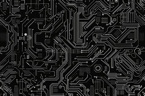 A Black And White Circuit Board Pattern Suitable For Technology And Electronics Concepts Stock