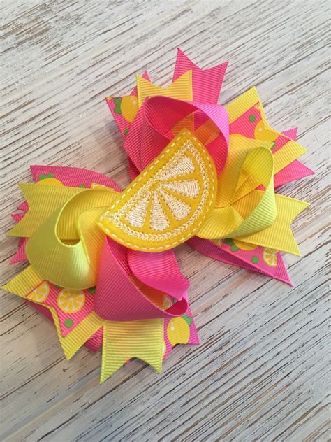 M2m Ricrac And Ruffles Lemon Hair Bow Lemon Hairbow Lemon Hair Clip
