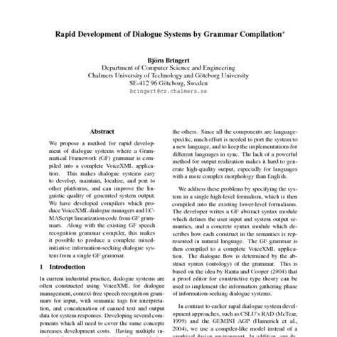 Rapid Development Of Dialogue Systems By Grammar Compilation Acl