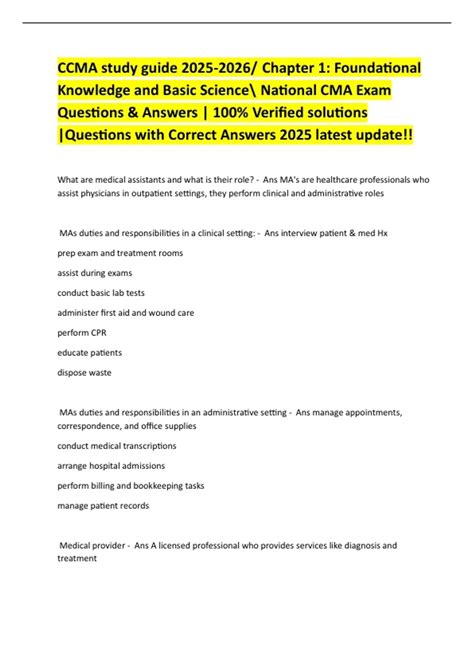 Ccma Study Guide Chapter 1 Foundational Knowledge And Basic Science