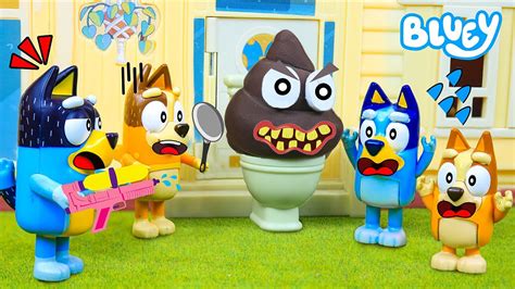 Bluey Toys And The Toilet Poo Monster 💩 Pretend Play Bluey Toys