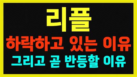 리플 하락하고 있는 이유 그리고 곧 반등할 이유 Youtube
