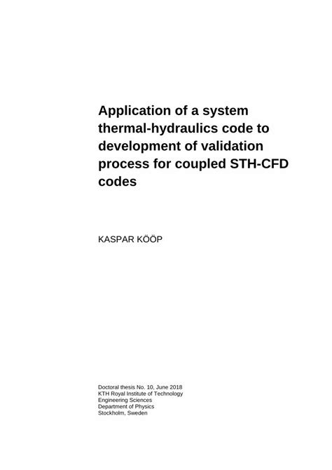 Pdf Application Of A System Thermal Hydraulics Code To Dokumen Tips
