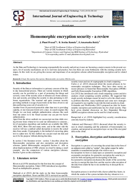 pdf homomorphic encryption security a review
