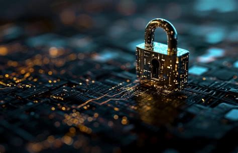 A Gold Padlock Secures A Computer Motherboard Symbolizing Cybersecurity