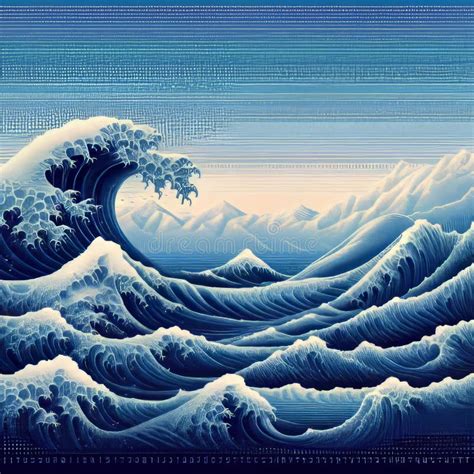 Ascii Ocean Waves An Ocean Scene Created Entirely From Ascii Cha Stock Illustration