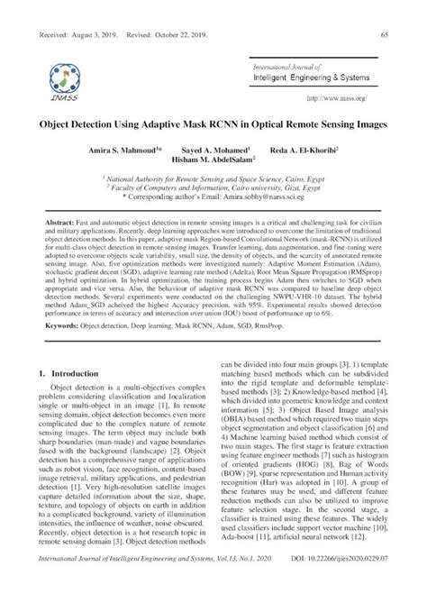 Pdf Object Detection Using Adaptive Mask Rcnn In Optical · Amira