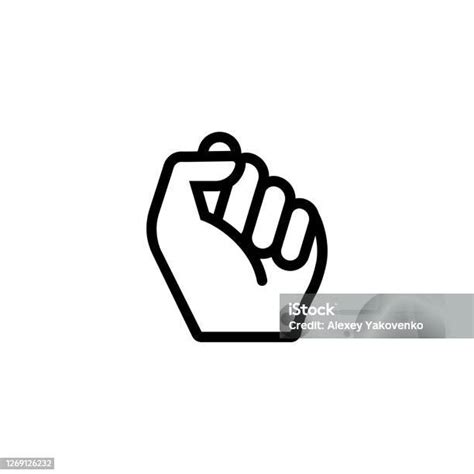 주먹 남성 손 아이콘 항의 투쟁 개념 개요 아이콘 자유 싸움 혁명 단결의 상징 격리된 흰색 배경의 벡터입니다 Eps 10 0명에 대한 스톡 벡터 아트 및 기타 이미지