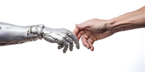 Premium Ai Image A Man And A Robot Shaking Hands