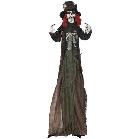 Homcom Halloween Zombie Animatronic Prop With Light Up Eyes