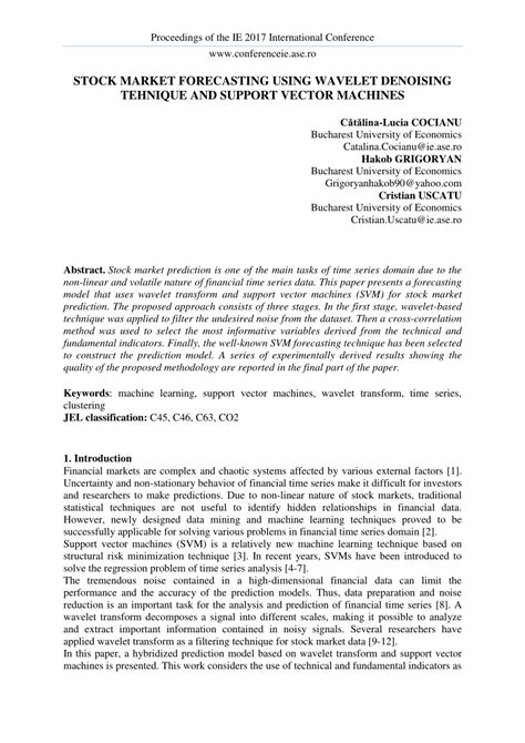 Pdf Stock Market Forecasting Using Wavelet Denoising Tehnique And