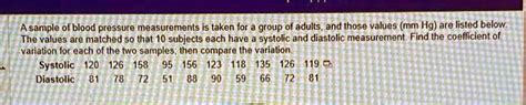 Solved The Values Are Matched So That 10 Subjects Each Have A Systolic And Diastolic