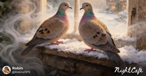 Two Turtle Doves Two Turtle Doves On Snowy Cottage Sill