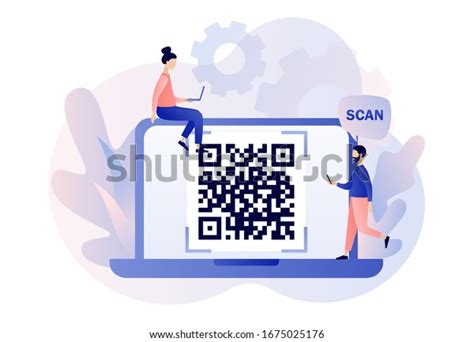 Qr Code Scanning Concept Tiny People Stock Vector Royalty Free Shutterstock