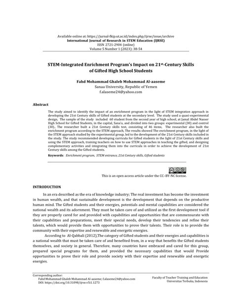 Pdf The Effect Of An Enrichment Program In The Light Of The