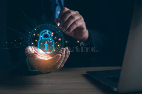 Businessmen Protect Personal Data Information From Viruses On Hand With
