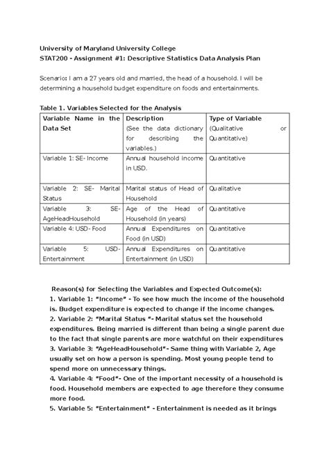 stat200 assignment 1 university of maryland university college