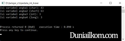 Pengertian Dan Contoh Kode Program Tipe Data Integer Bahasa C Duniailkom