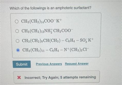 Solved Which of the followings is an amphoteric surfactant? | Chegg.com