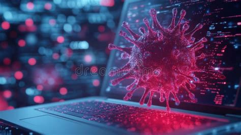 Digital Virus Concept On A Laptop Displaying Cybersecurity Threat In Virtual Space Ai