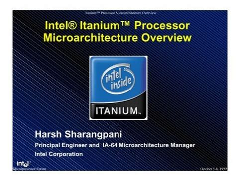 IntelÂ Itaniumâ Processor Microarchitecture Overview