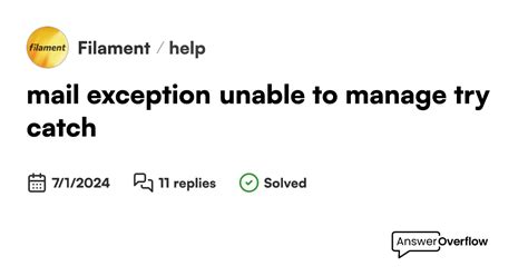 Mail Exception Unable To Manage Try Catch Filament