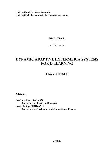 Dynamic Adaptive Hypermedia Systems For E Learning