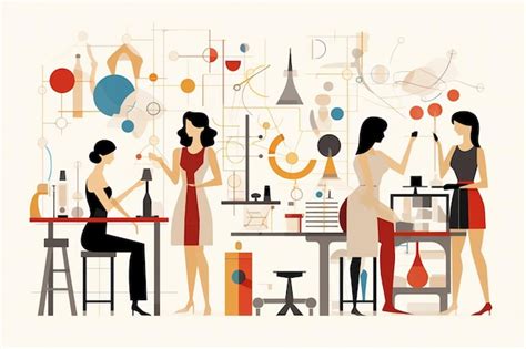 Premium Vector Women Lab Work Scientific Instruments