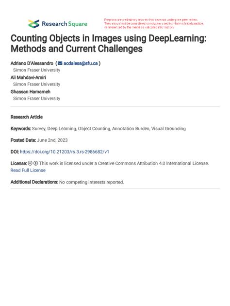 Fillable Online Counting Objects In Images Using Deeplearning Methods Fax Email Print