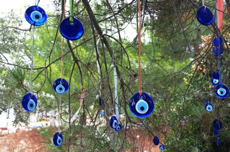 Evil Eye Amulets Hanging On Pine Branches Stock Image Image Of