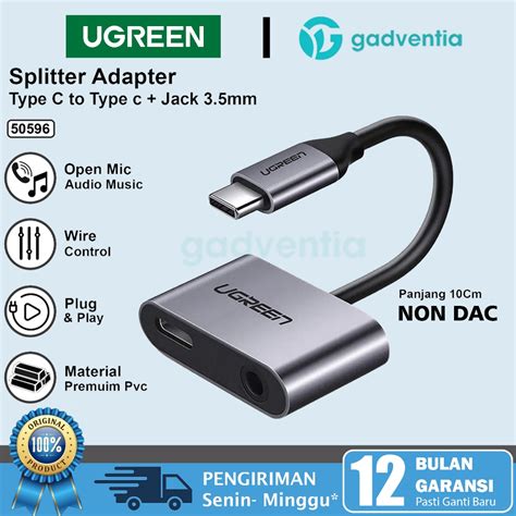 Jual Ugreen Converter Usb C To Usb C Charger Jack Mm Audio Earphone Handfree Music Shopee