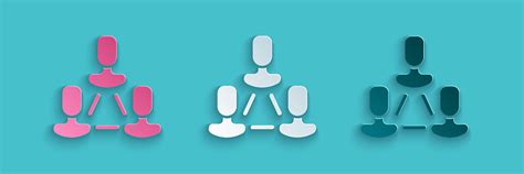 종이 잘라 비즈니스 계층 구조 기관지 차트 인포그래픽 아이콘은 파란색 배경에 격리 기업 조직 구조 그래픽 요소 종이 아트 스타일