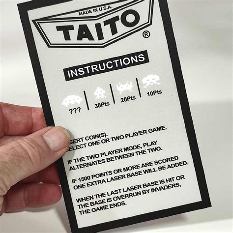 space invaders taito instruction card retro game signs