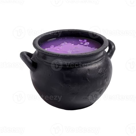 Black Cauldron with Purple Liquid and Bubbles 50475166 PNG