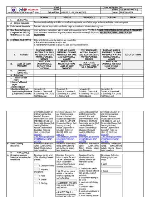 G6 Q1w3 Dll Tle Entrep And Ict Melcs Pdf Wiki Wikipedia