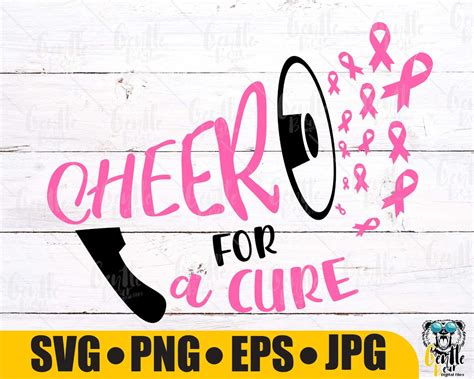 Cheer For A Cure Svg Breast Cancer Awareness Ribbon Cut File Digital