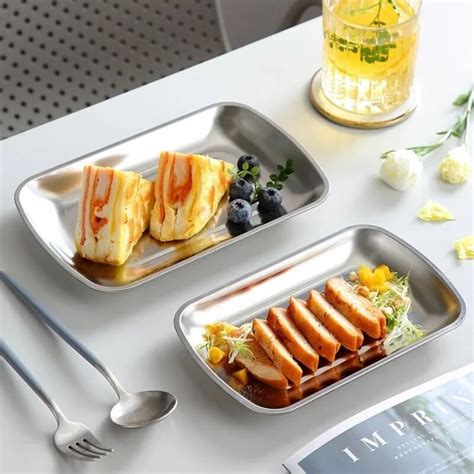 304 Stainless Steel Rectangular Barbecue Skewers Plate Pasta Dumpling