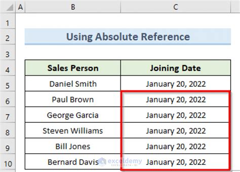 how to copy same date in excel 6 simple methods