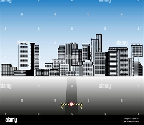 The Streets Of City Under Quarantine Closed City Road With Transportable Variable Message Sign