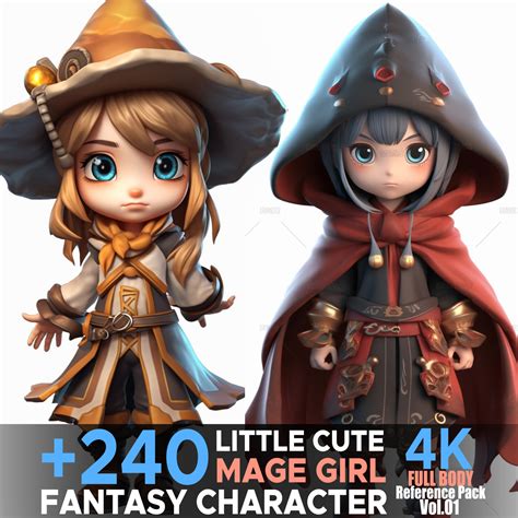 Artstation 240 Little Cute Mage Girlfantasy Character Vol01