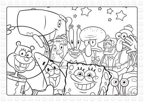 Spongebob Characters Coloring Pages Drawing Colouring Getdrawings