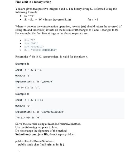 Solved Find A Bit In A Binary String You Are Given Two Chegg