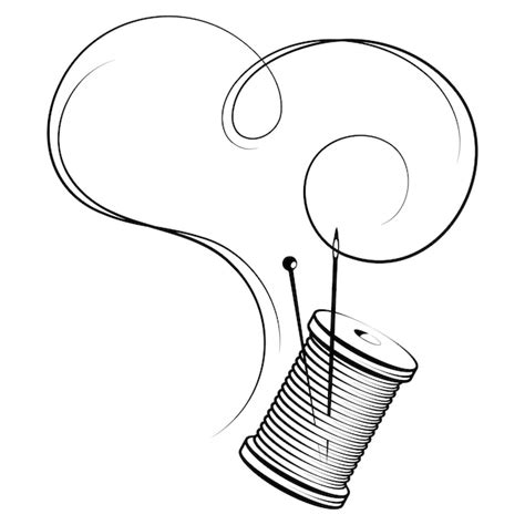 Premium Vector Needle Spool Of Thread And Heart Thread