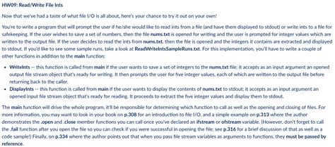 Solved Hw09 Readwrite File Ints Now That Weve Had A Taste