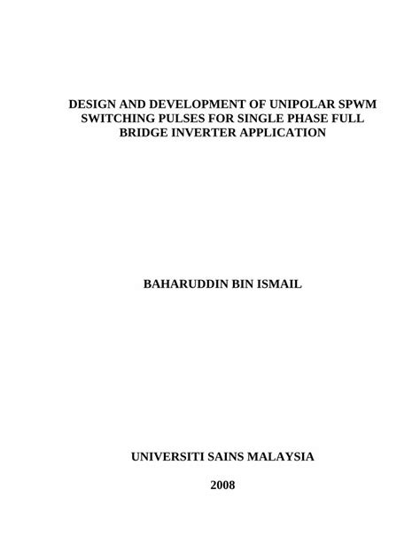 Pdf Design And Development Of Unipolar Spwm Switching Pulses For