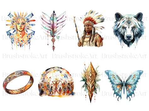 Watercolor Tribal Clipart Native Indian Tribal Tattoos Png Clipartset
