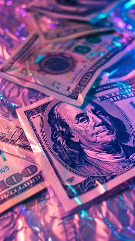 Baddie Money Aesthetic Us Dollars Iridescent Pink Purple — Free Iphone