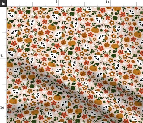 Small Scale Flower Skulls Skeleton Faces Fabric Spoonflower
