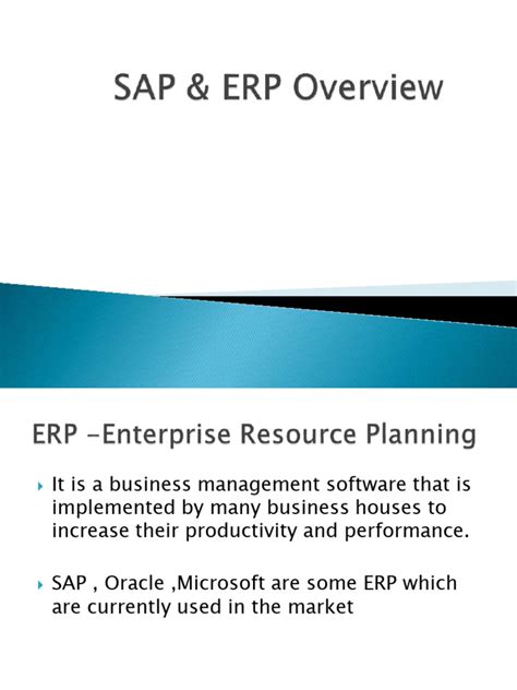Sap And Erp Overview Pdf